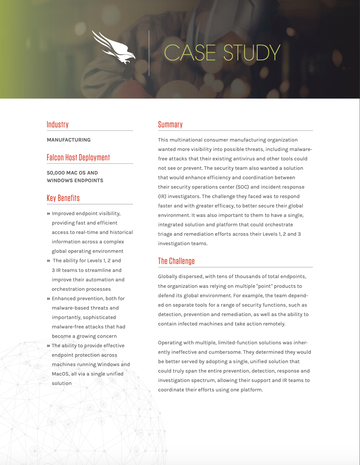 Manufacturing Case Study | CrowdStrike Manufacturing Case Study | CrowdStrike