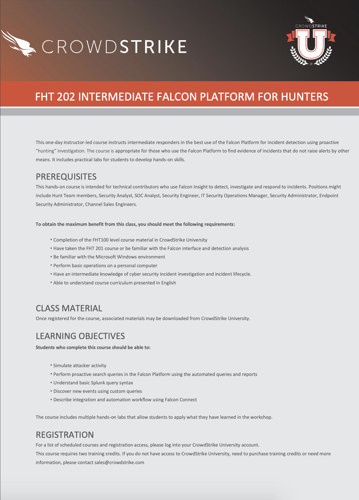 FHT 202 Course Syllabus | Data Sheet | CrowdStrike University FHT 202 Course Syllabus | Data Sheet | CrowdStrike University
