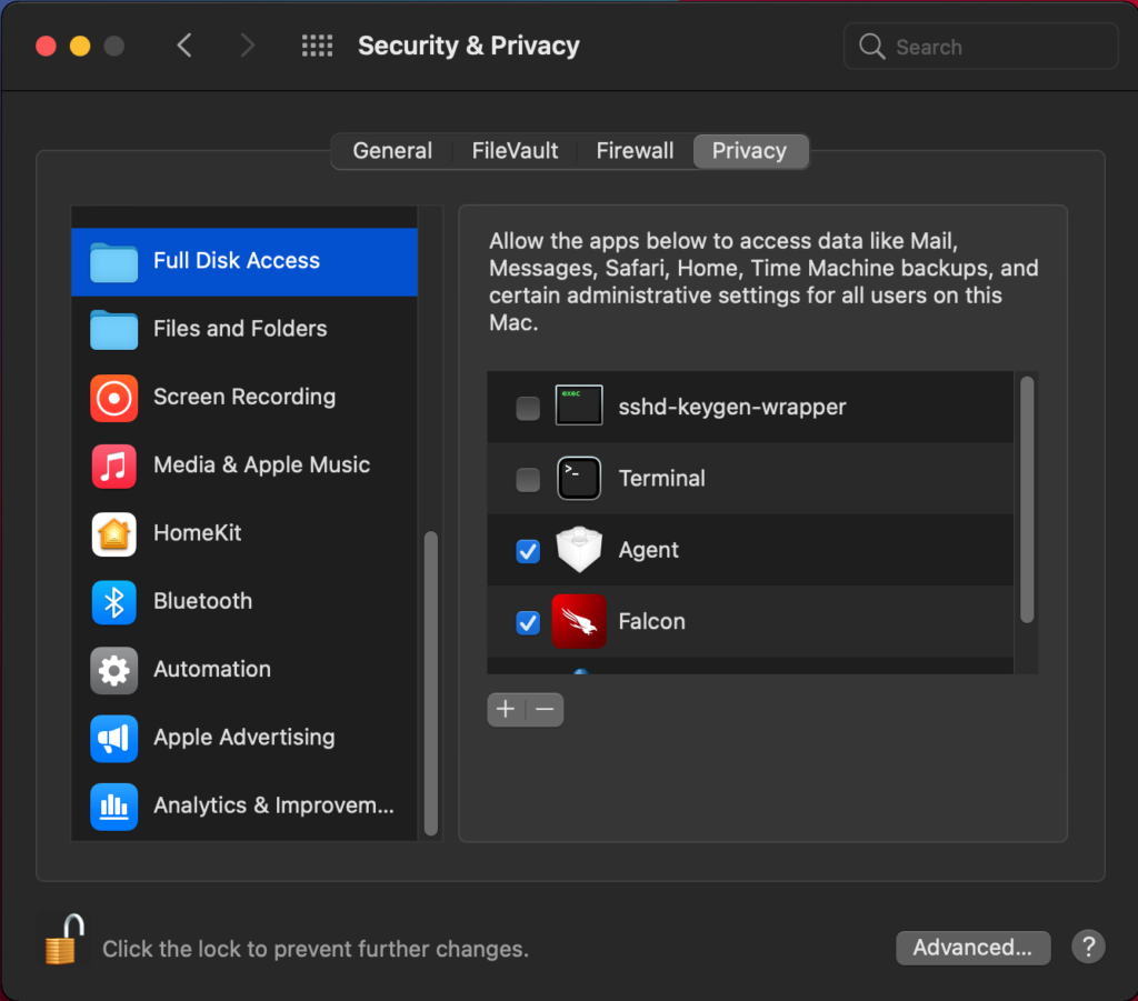 Falcon on the Mac Platform for detection and prevention of threats