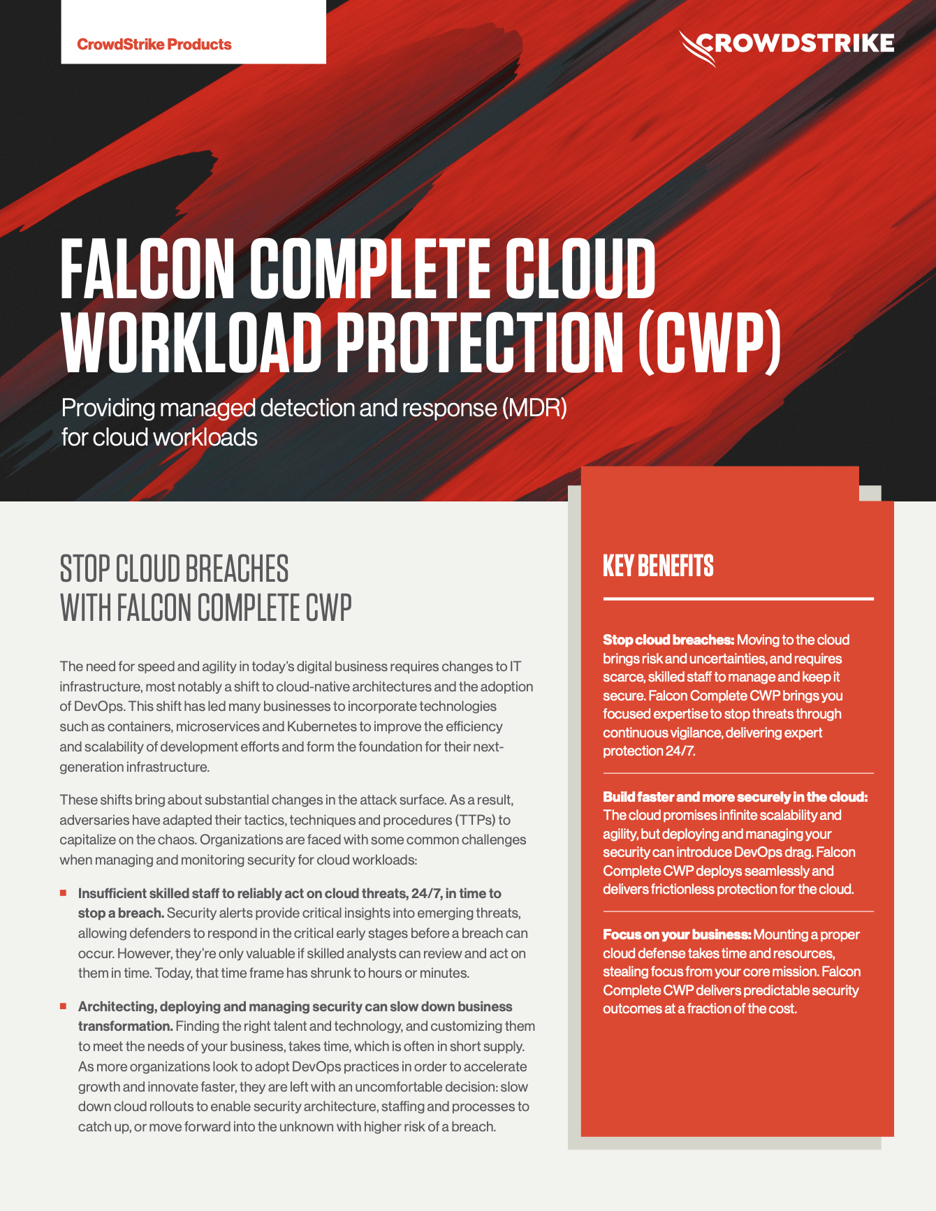 Falcon Complete Cloud Workload Protection | Data Sheet | CrowdStrike Falcon Complete Cloud Workload Protection | Data Sheet | CrowdStrike