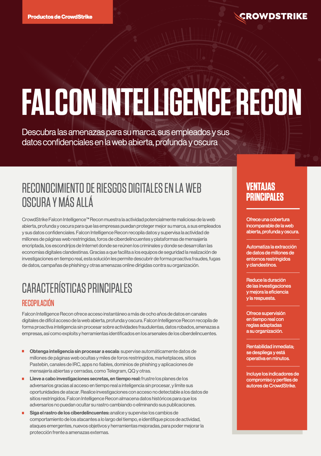 CrowdStrike Falcon® Intelligence Recon Data Sheet | CrowdStrike CrowdStrike Falcon® Intelligence Recon Data Sheet | CrowdStrike