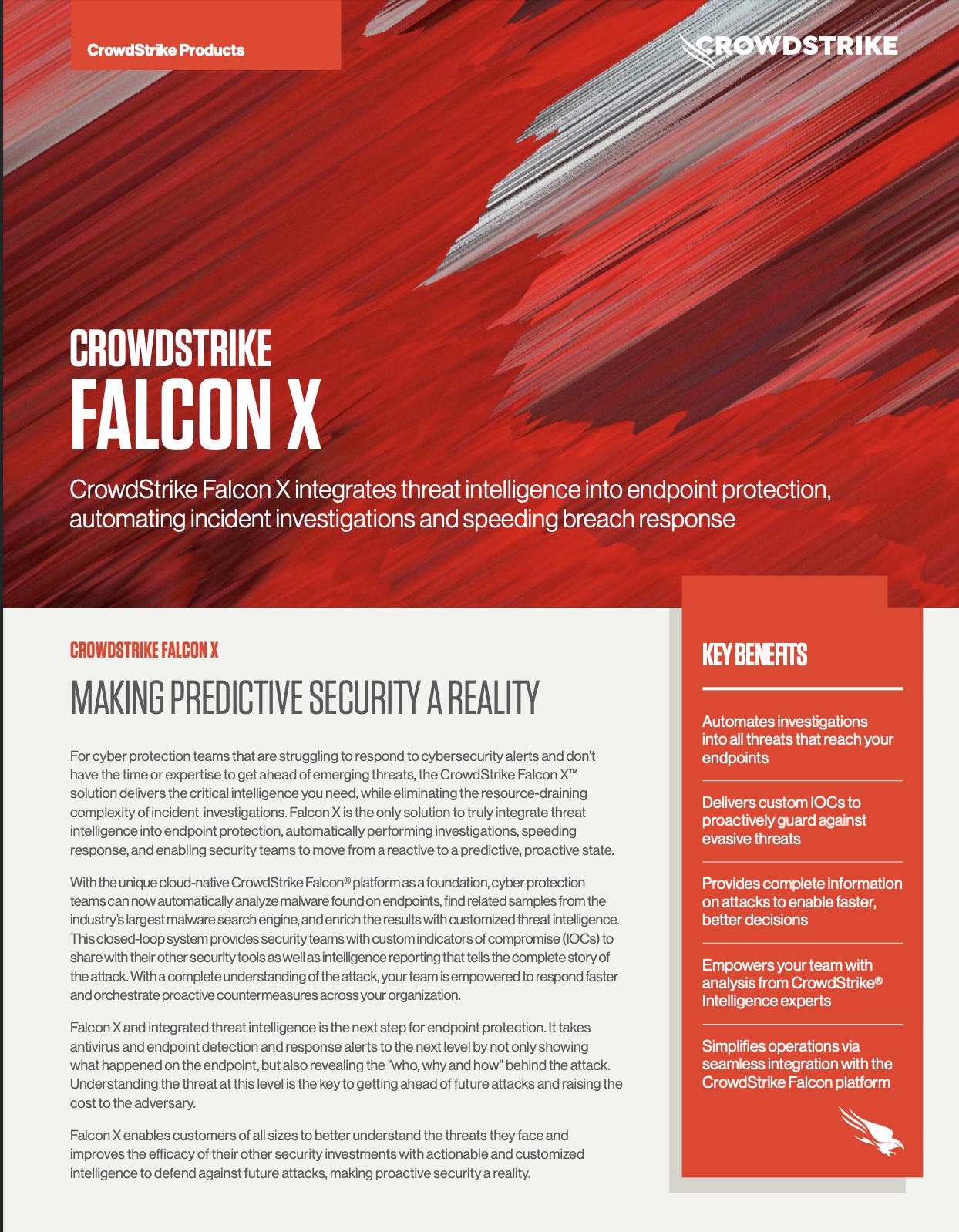 Falcon X | Data Sheet | CrowdStrike Falcon X | Data Sheet | CrowdStrike